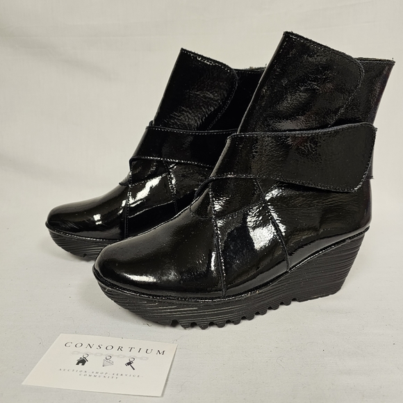 bernie mev. | Shoes | Bernie Mev Patent Leather Wedge Ankle Boots ...